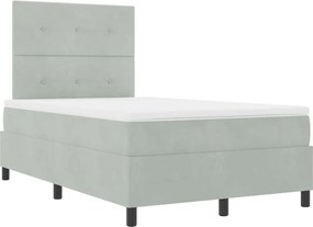 Postel s boxspringem s čelo Světle šedá 120 x 200 cm samet 3339824