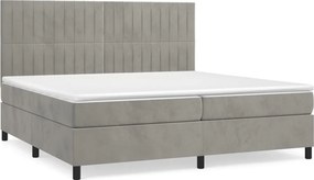 Box spring postel s matrací světle šedá 200x200 cm samet 3143163