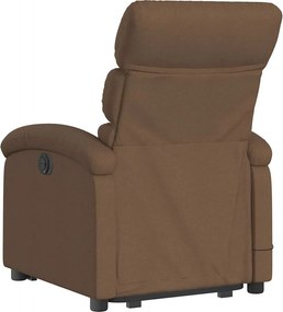 Zvedací masážní polohovací křeslo hnědé textil 3203994