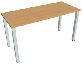 Stůl pracovní rovný 140 cm hl. 60 cm - Hobis Uni UE 1400 Dekor stolové desky: buk, Barva nohou: Stříbrná