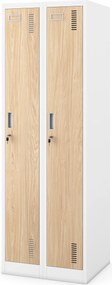 Dvoukomorová zaměstnanecká skříňka bílá / dub sonoma: Eco Design KACPER II, 600 x 1800 x 500 mm