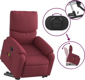 Zvedací masážní polohovací křeslo vínové textil 3204839