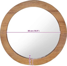 Nástěnné zrcadlo 60 cm teak kulaté 288806