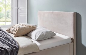 Béžová sametová dvoulůžková postel Meise Möbel Leira 140 x 200 cm