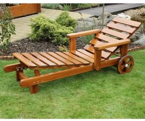 Dřevěné zahradní polohovací lehátko - 3D5551