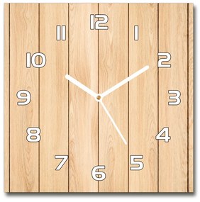 Wallmuralia Skleněné hodiny čtverec Dřevěné pozadí 30x30 cm
