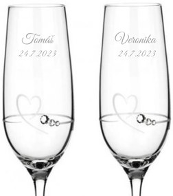 Dekorant svatby Svatební sklenice na šampaňské se Swarovski krystaly Petit Heart 150 ml 2KS