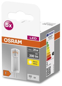 OSRAM Base PIN LED kolík žárovka G4 1,8W 200lm 5ks