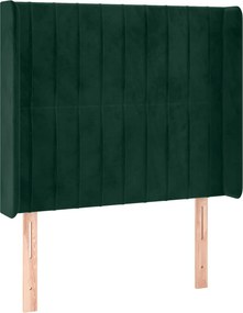 Box spring postel s matrací a LED tmavě zelená 90x200 cm samet 3139664