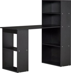 HOMCOM Počítačový stůl s úložným prostorem, 6 otevřenými přihrádkami, počítačový stůl do ložnice, studia, 120 x 55 x 120 cm, černý