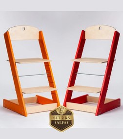 Lucas Wood Style - rostoucí židle ALFA III zvýhodněný set 2 ks - oranžová + červená