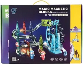 TEDDIES Kuličková dráha magnetická / 80 dílků / 16 svítících kuliček /