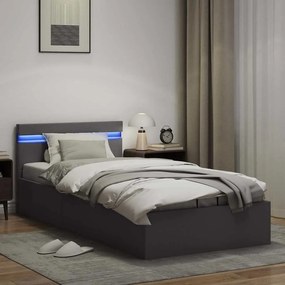Rám postele s LED úložný prostor šedý umělá kůže 90 x 200 cm 285552