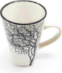 Kameninový hrnek Strom, 500 ml – vysoký, bílý, dánský minimalistický design