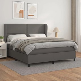 Box spring postel s matrací šedá 160x200 cm umělá kůže,  3128983