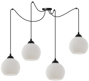 Závěsné svítidlo Riffle Round Spider, 4x bílé skleněné stínítko, b