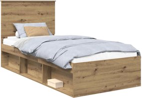 Rám postele Umělecký dub 90 x 200 cm Masivní borové dřevo 3411063