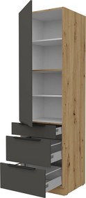 ARIA pa | vysoká skříňka 60 DKS-210 3S1F potravinová | UNI DVÍŘKA | 60 cm | PREMIUM BOX | artisan/šedá grafit