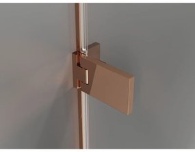 Mexen Lunar-F L, pravý sklápěcí sprchový kout 95 x 70 cm, 8mm čiré sklo, profil růžové zlato, 836L-095-070-60-00-P