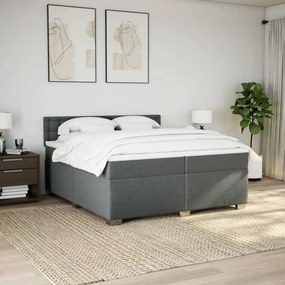 Box spring postel s matrací tmavě šedá 200x200 cm textil 3286010