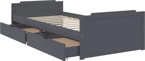 Rám postele se zásuvkami tmavě šedý masivní borovice 90x200 cm 322163