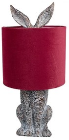 Šedá stolní lampa králík s červeným stínidlem Rabbi - Ø 20*43 cm