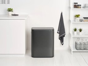 Tmavě šedý dotykový ocelový odpadkový koš na tříděný odpad 2x30 l Bo Touch Bin – Brabantia