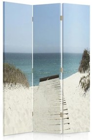 Ozdobný paraván Pobřeží moře - 110x170 cm, třídílný, obustranný paraván 360°