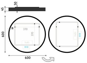 Nimco ČERNÉ LED zrcadlo pr. 600 se dvěma dotykovými senzory - ZPC 31000RVX-90