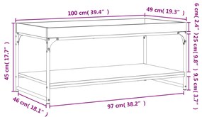 Konferenční stolek černý 100 x 49 x 45 cm kompozitní dřevo - Default Title