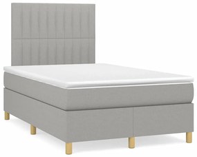 Box spring postel s matrací a LED světle šedá 120x190 cm textil