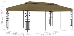 vidaXL Marketos Altán 6 x 3 m taupe 180 g/m²