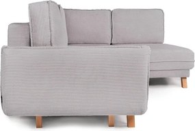 Světle šedá manšestrová rozkládací/s úložným prostorem rohová pohovka (levý roh/do L) Tori – Bonami Selection