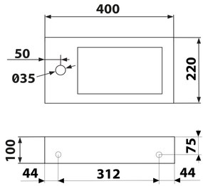 Sapho, BLOK kamenné umyvadlo 40x10x22 cm, otvor vlevo, černý Antracit, 2401-38