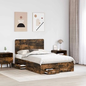 Rám postele s čelo Kouřový dub 120 x 200 cm Kompozitní dřevo 3412805