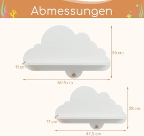 Costway Sada 2 nástěnných polic, plovoucí police v cloudovém designu, nástěnná