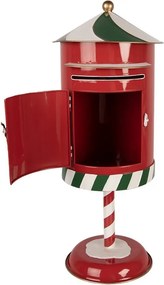 Červená kovová dekorace poštovní schránka Santa - Ø 24*58 cm