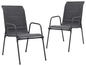 Stohovatelné zahradní židle 2 ks ocel a textilen antracitové,  313075