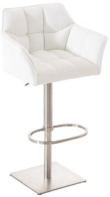 Barová židle Damas  E1 ~ koženka, nerezový rám - Bílá