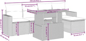 6dílná zahradní sedací souprava s poduškami béžová polyratan 3271290