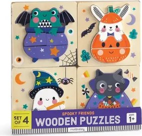 Mudpuppy Dřevěné puzzle sada 4 puzzle Halloween / od 12 měsíců