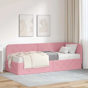 Rohový rám postele Růžová 80 x 200 cm samet 3394065