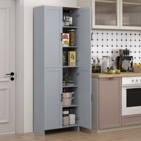 HOMCOM Kuchyňská Skříň Vysoká Komoda Buffet Úložná Skříň Moderní Styl S Víceúložným Prostorem a 4 Dveřmi a Nastavitelnými Policemi, 60 x 30 x 170,5 c…