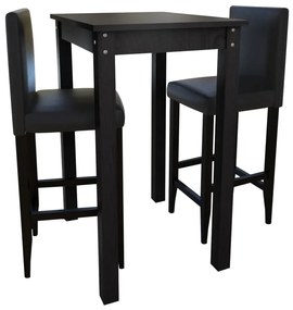 vidaXL Barový stůl a 2 barové židle, černá