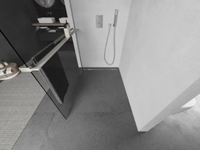 Mexen Kioto+, sprchová zástěna Walk-In s poličkou a věšákem 100 x 200 cm, 8mm čiré sklo, broušená ocel profil, 800-100-121-97-00
