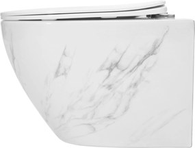 Rea Carlos Nature Marble, závěsná WC mísa Rimless 495x370x355 mm, imitace kamene, REA-C6606