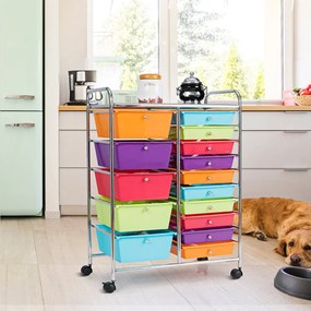 Costway Vozík s 15 stohovatelnými zásuvkami, pojízdný kontejner