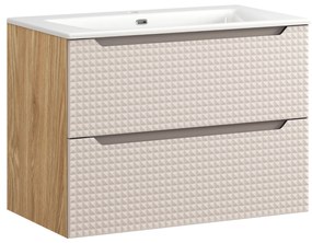 Comad Koupelnová skříňka s keramickým umyvadlem Luxor Beige 80 cm - béžová