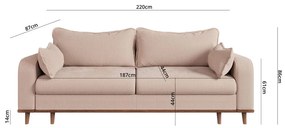 Béžová manšestrová pohovka 220 cm Beata – Ropez