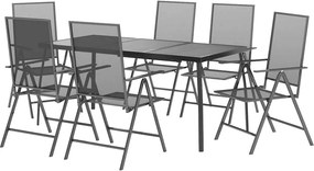 7dílný zahradní jídelní set antracitový ocel 3187981